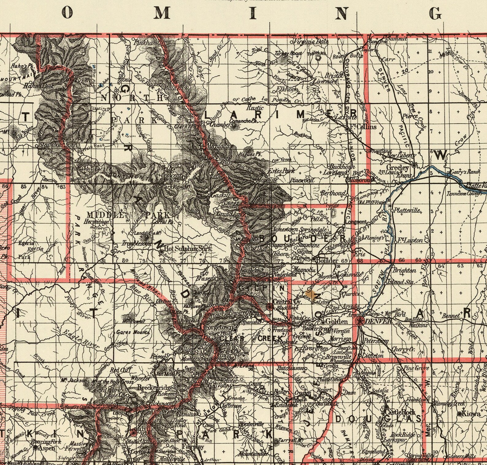 Map of Colorado 1881. Vintage Restoration Hardware Home Deco - Etsy