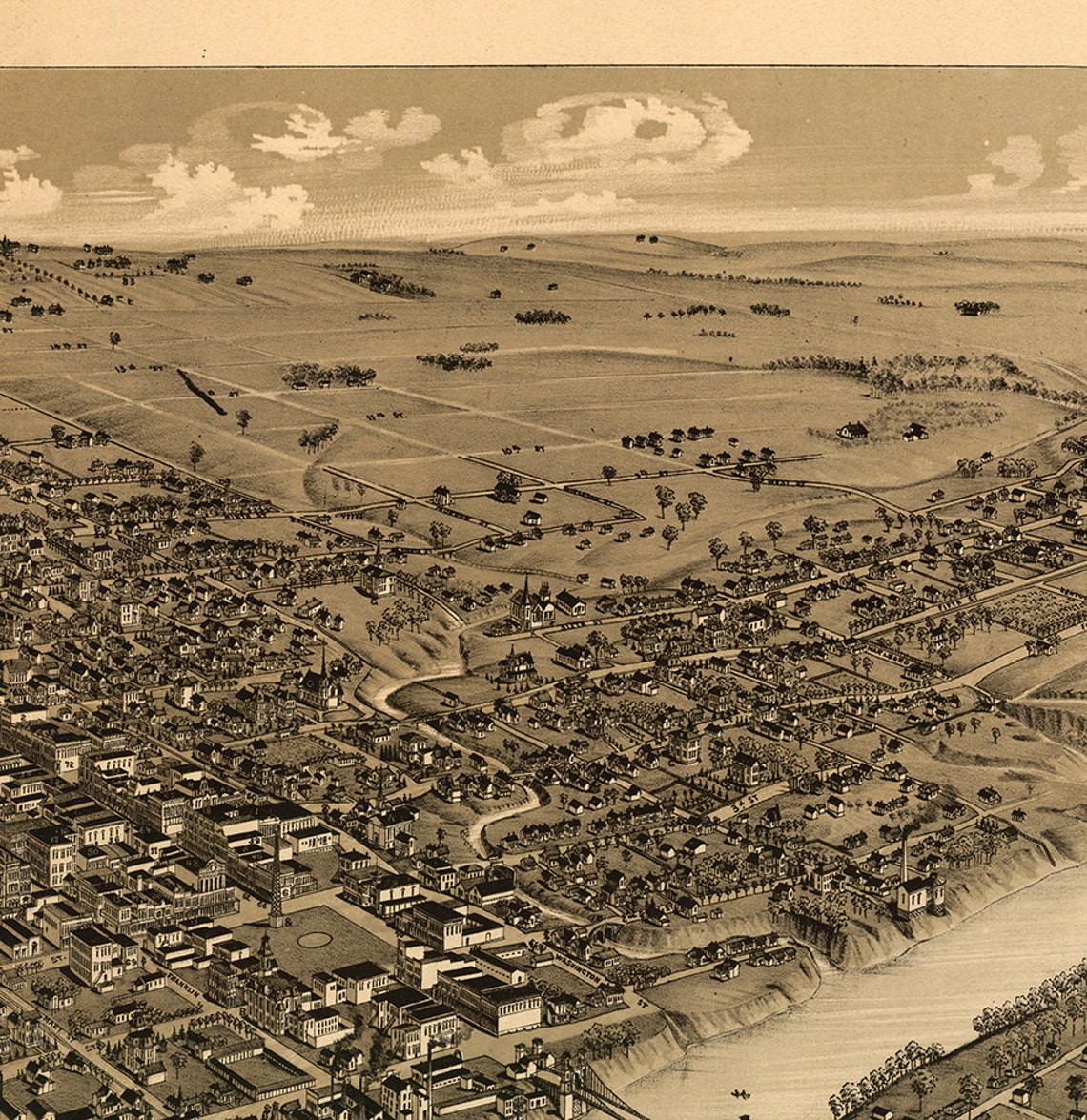 Map of Waco, Texas, County Seat of Mclennan Cy. 1886. Vintage Home Deco ...