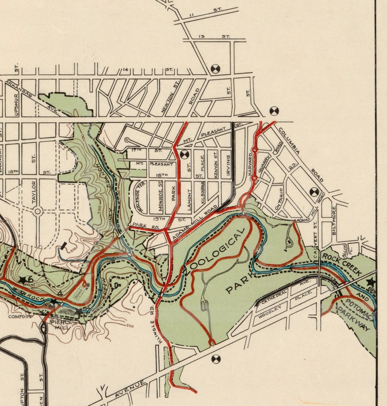 Map of Rock Creek Park Washington D.C. 1933. Vintage Home - Etsy