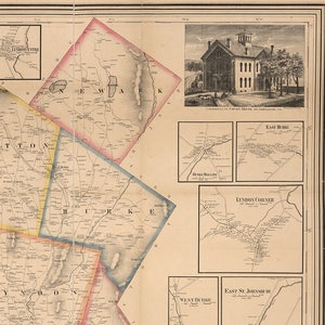 Map of Caledonia County, Vermont, VT 1858. Vintage Restoration Hardware ...