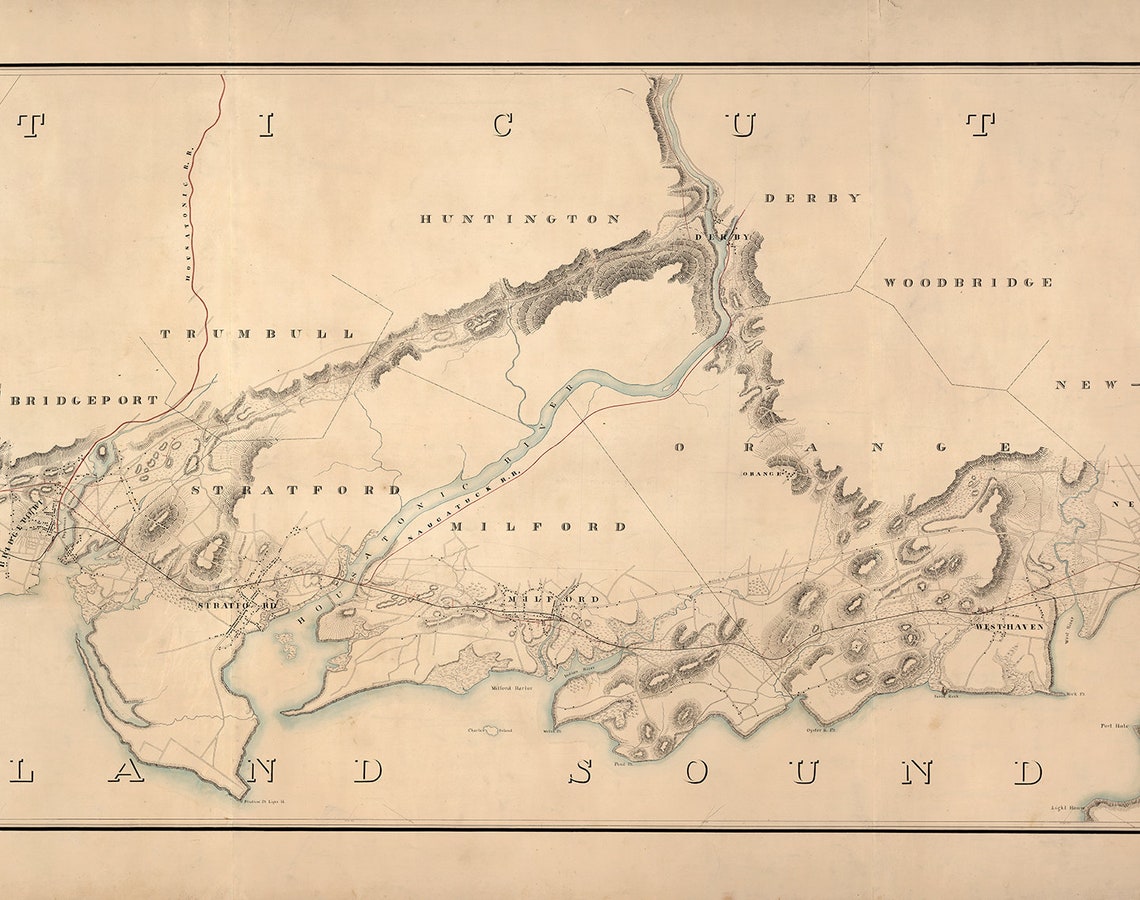 Map of Railroad Line for New York and New Haven Railroad. | Etsy