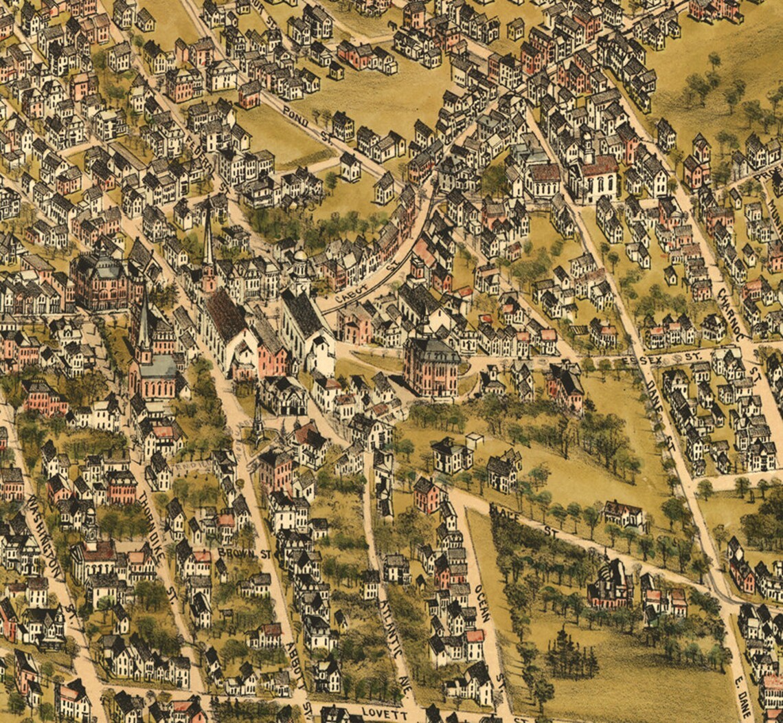 Map of Beverly Essex County Massachusetts MA. 1886. - Etsy