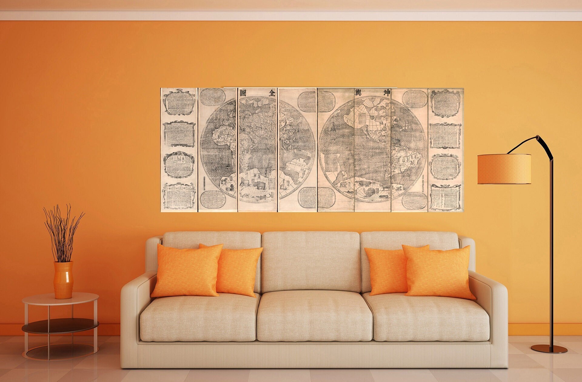 Map of Kunyu Quantu (坤輿全圖, 坤舆全图) . Vintage Restoration Hardware Home ...