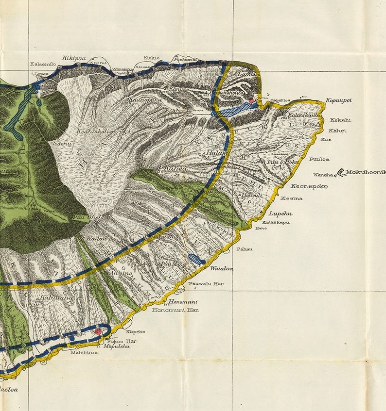 Map of Molokai Hawaiian Islands 1906. Restoration Hardware - Etsy