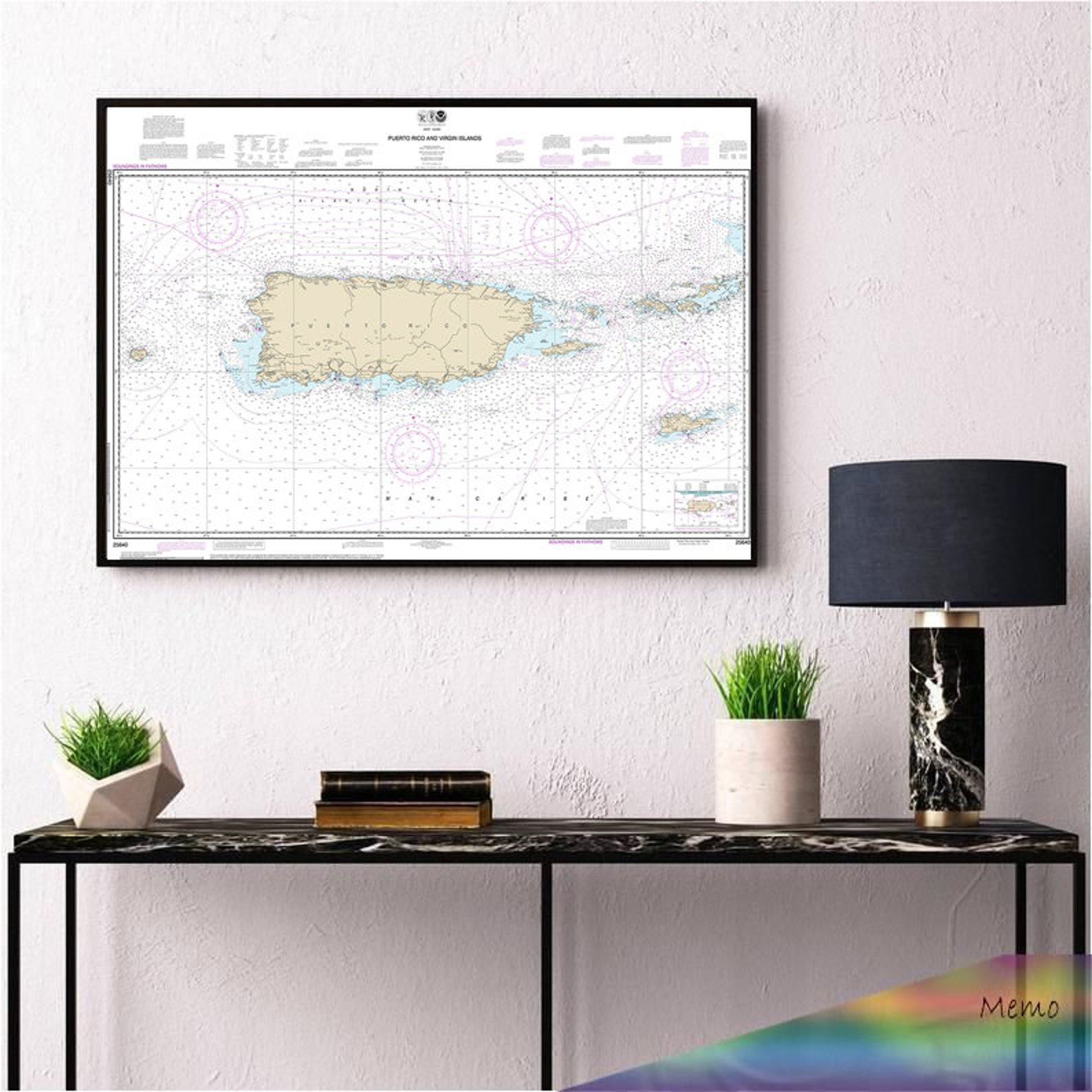 Puerto Rico Virgin Islands Caribbean Nautical Wall Art Reproduction ...