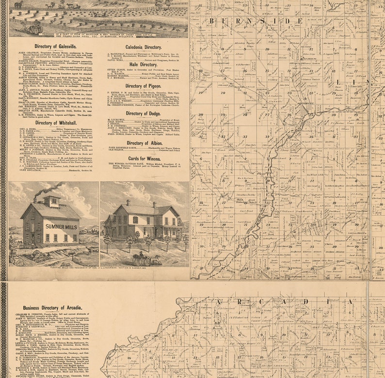 Map of Trempealeau County Wisconsin WI 1877. Home Deco Style - Etsy