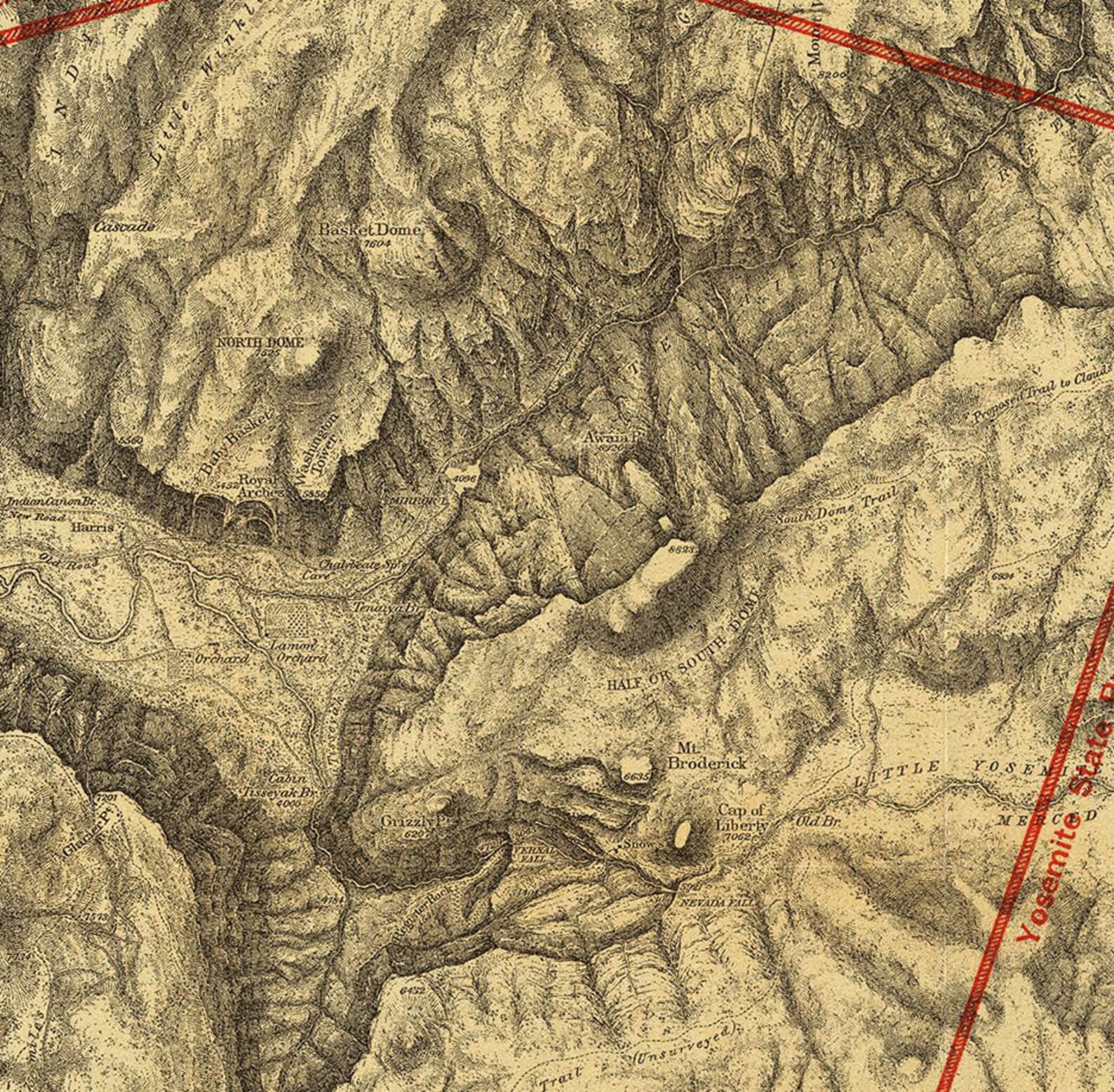 Topographical Map of the Yosemite National Park, California 1893 ...