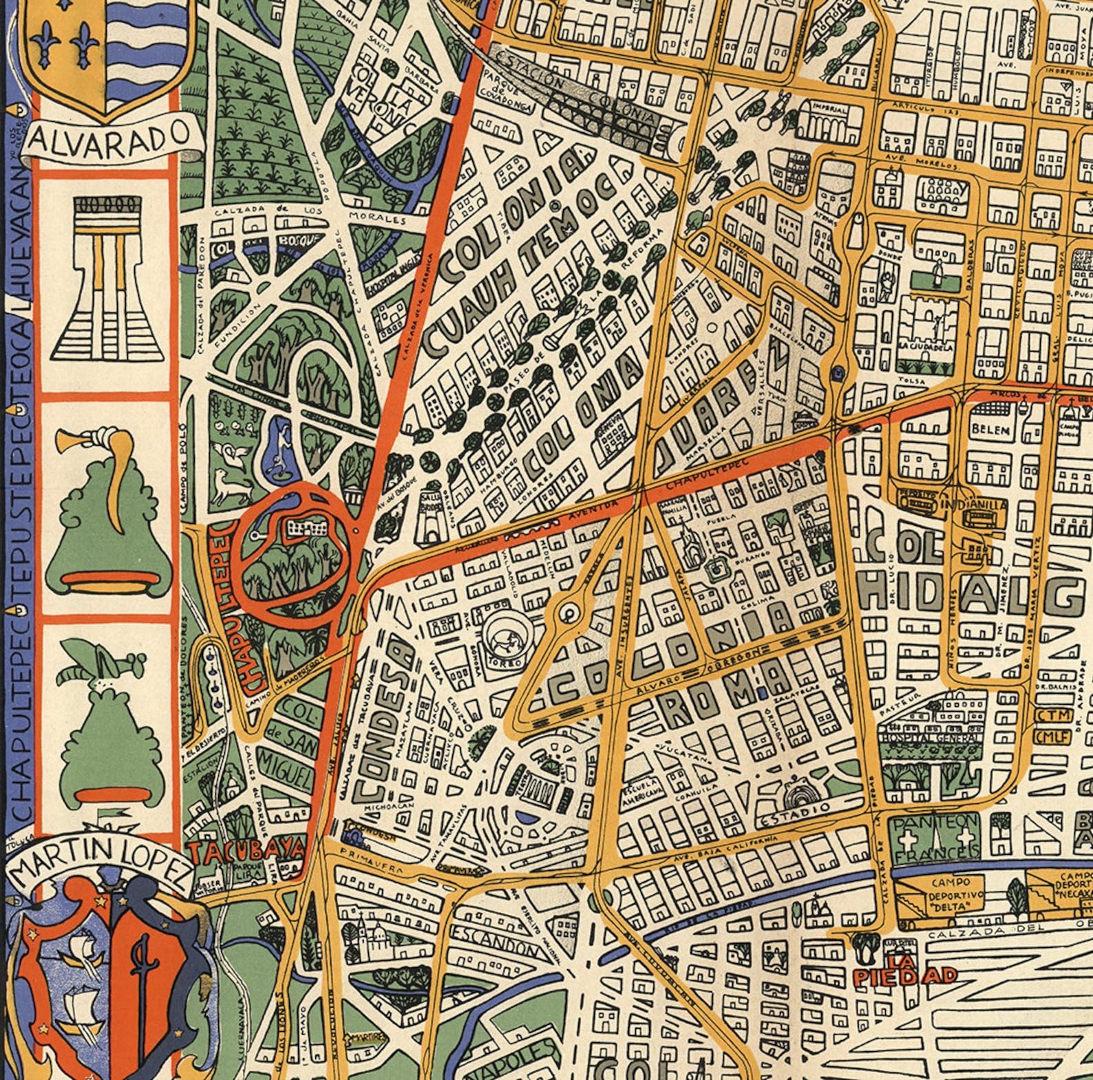 Pictorial Map of Mexico City. Vintage Restoration Hardware | Etsy