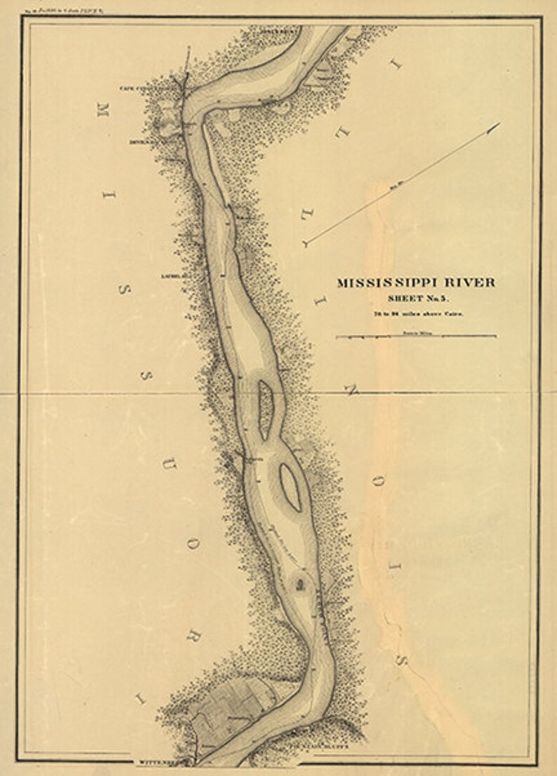 Map of Mississippi River From Cairo IL. to St. Marys Mo. - Etsy