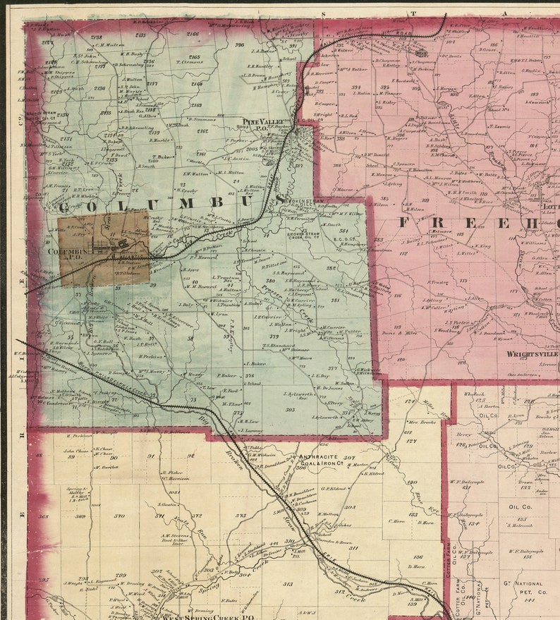 Map of Warren County Pennsylvania. 1865. Vintage Restoration - Etsy