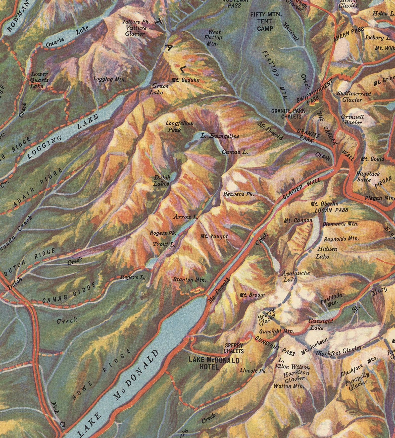 Great Northern Railway Aeroplane Map Glacier National Park - Etsy