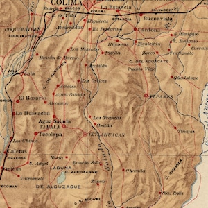 Map of Colima, Mexico, 1922. Vintage Restoration Hardware Home Deco ...