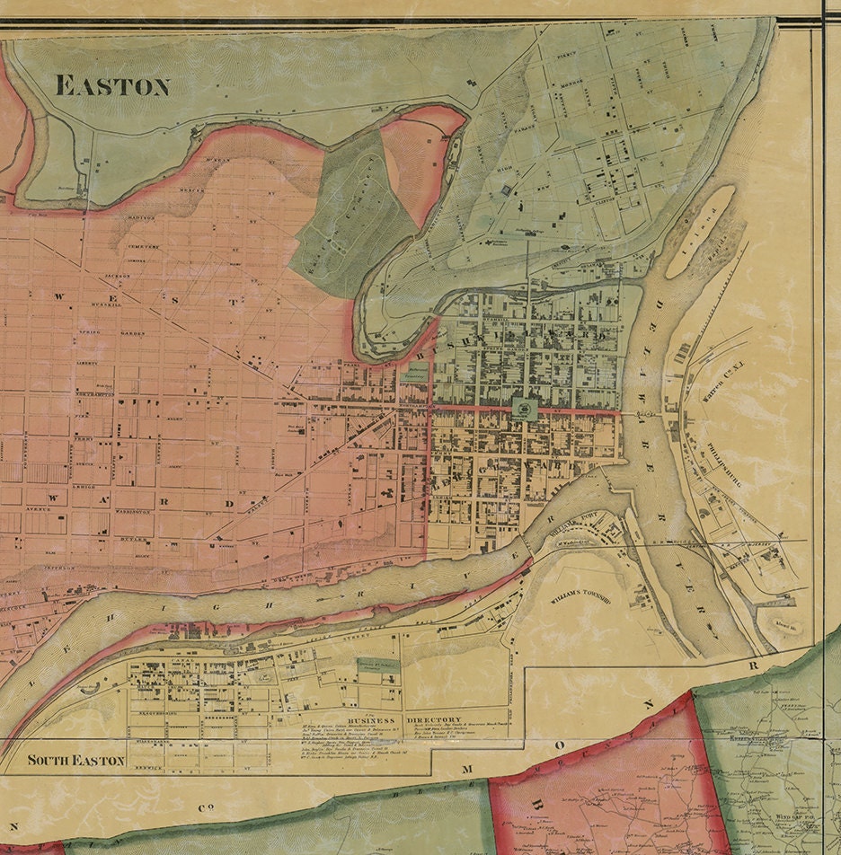 Map of Northampton County, Pennsylvania, PA 1860. Restoration Hardware ...