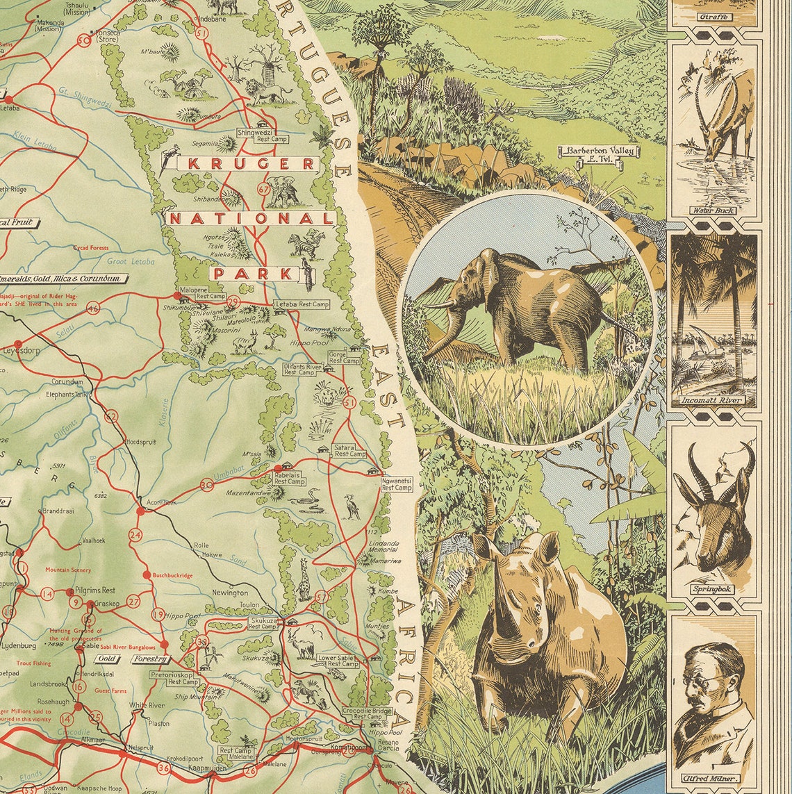 Map of the Transvaal : a Guide to Its Pleasure Resorts & - Etsy