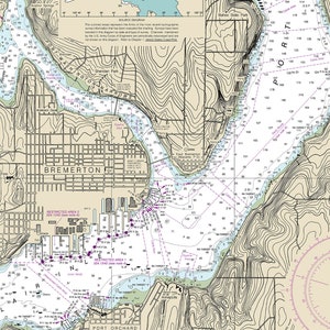 NOAA Nautical Charts of Puget Sound Seattle to Bremerton 18449 ...