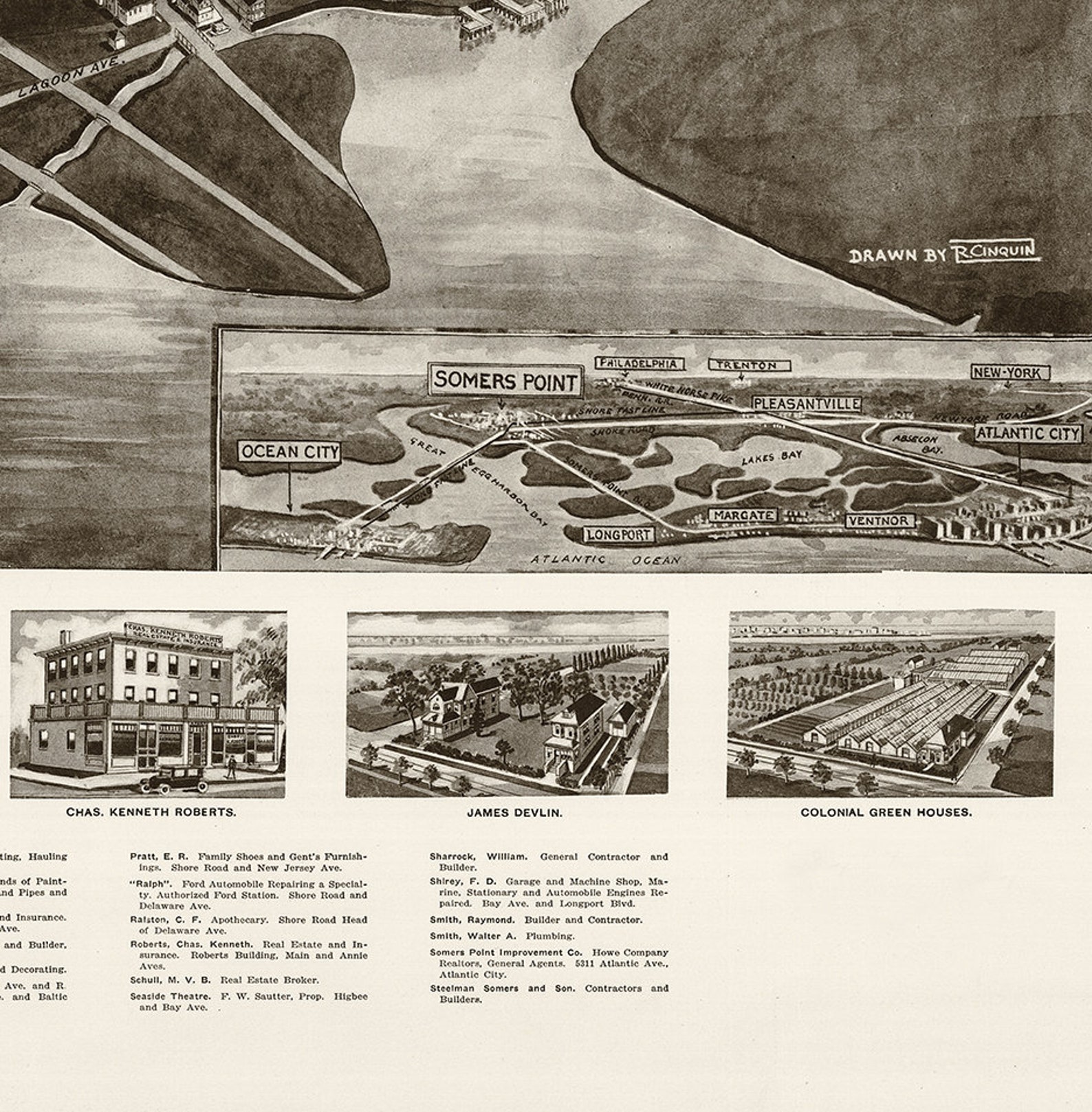 Map of Somers Point Atlantic Co. New Jersey 1925. Vintage - Etsy