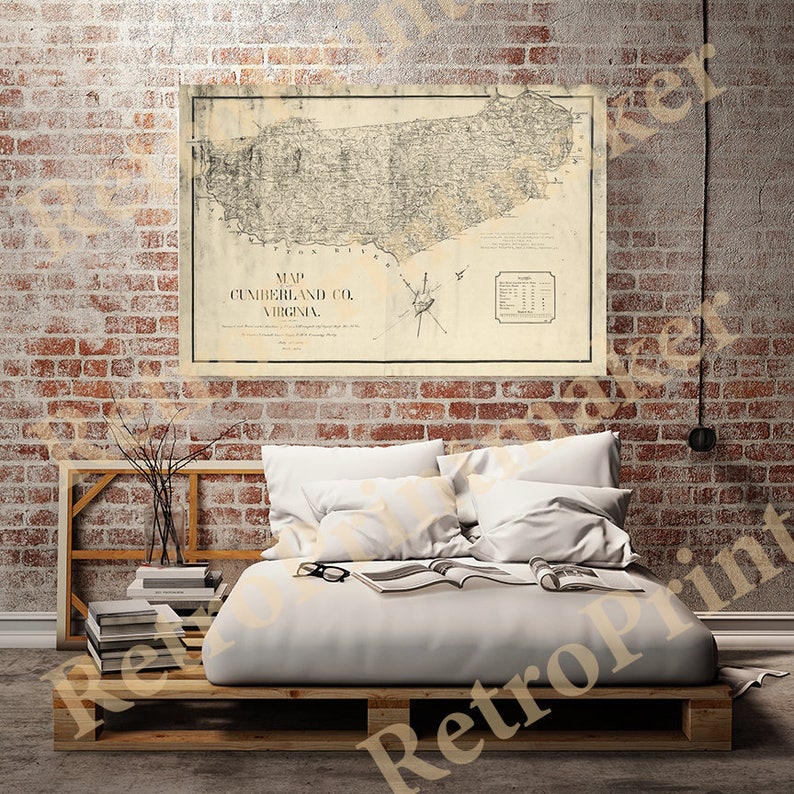 Map of Cumberland Co. Virginia Va. 1864. Vintage Restoration - Etsy