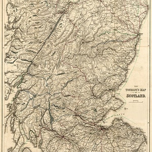 Scotland, the Tourist Vintage Reproduction Map. Covers Scotland South ...