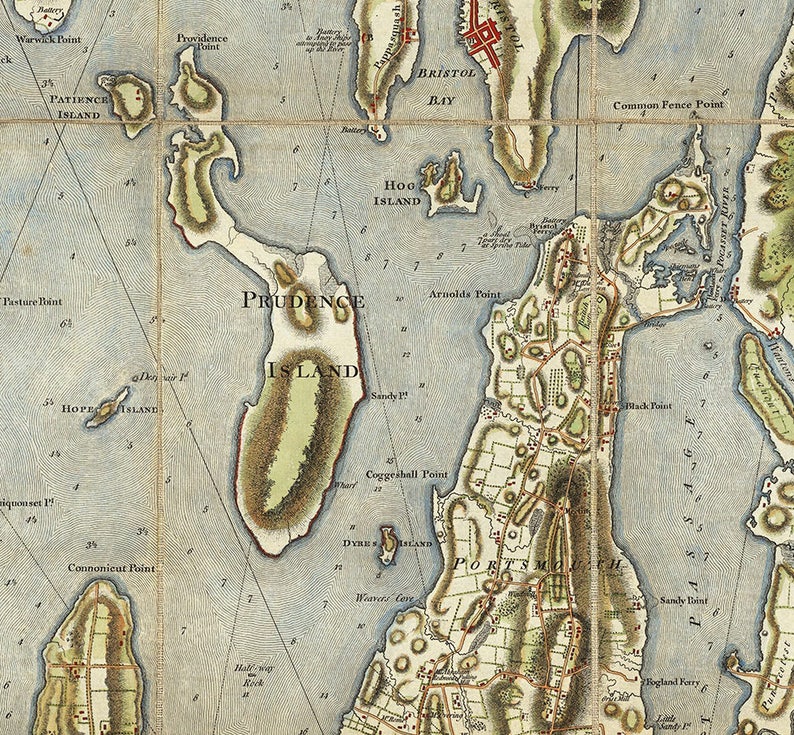 Topographical Chart of the Bay of Narraganset. Rhode Island - Etsy