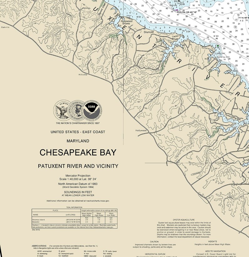 Chesapeake Bay Patuxent River Map – NOAA Nautical Chart 12264 ...