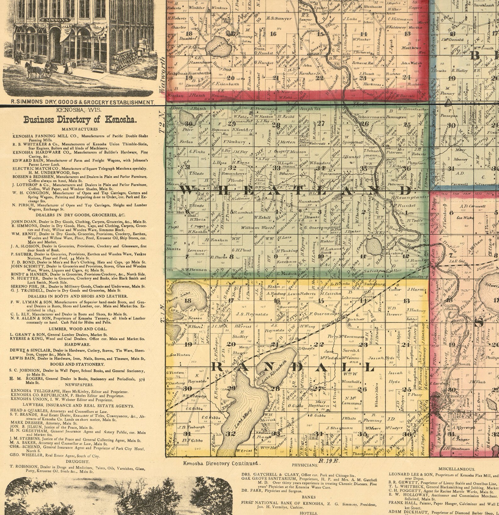 Map of Map of Racine & Kenosha Counties Wisconsin WI 1873. - Etsy
