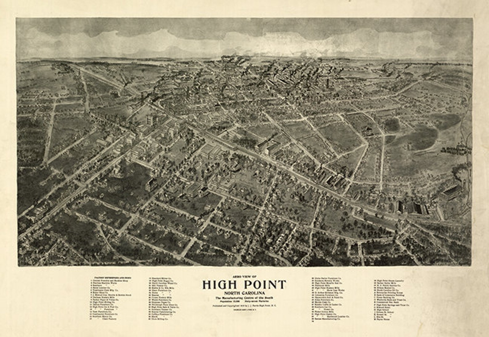 Map of High Point, Piedmont Triad Region. North Carolina N.C. 1913 ...