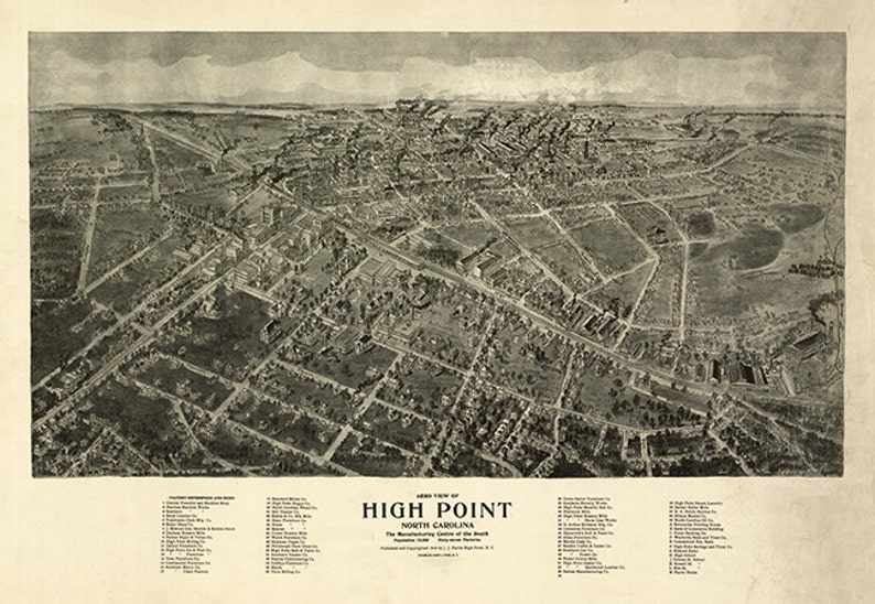 Map of High Point Piedmont Triad region. North Carolina N.C. | Etsy
