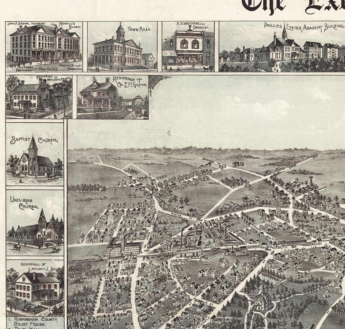 Map of Exeter Rockingham County New Hampshire NH 1896. - Etsy