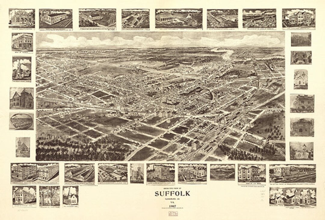 Map of Suffolk, Nansemond, Co, Virginia VA and Surroundings Map 1907 ...
