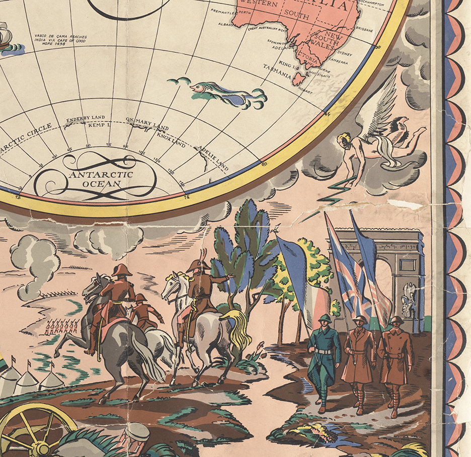 The New Map of the World. 1928. Vintage Restoration Hardware Home Deco ...