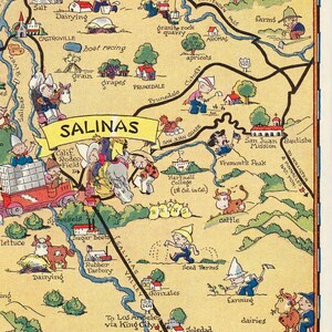 Pictorial Map of Monterey Bay Region, California. Home Deco Style Old ...