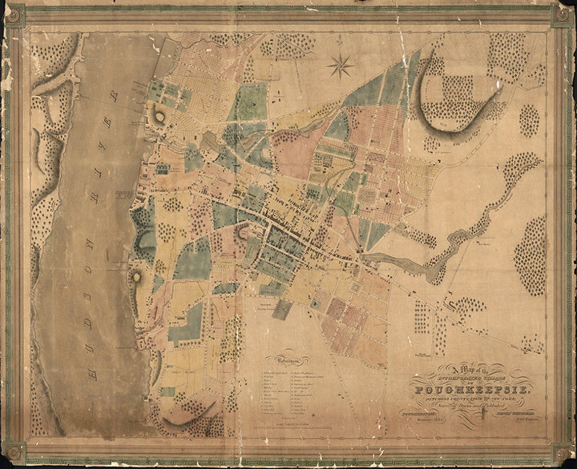 Map of Poughkeepsie Dutchess County N.Y. New York 1834. - Etsy