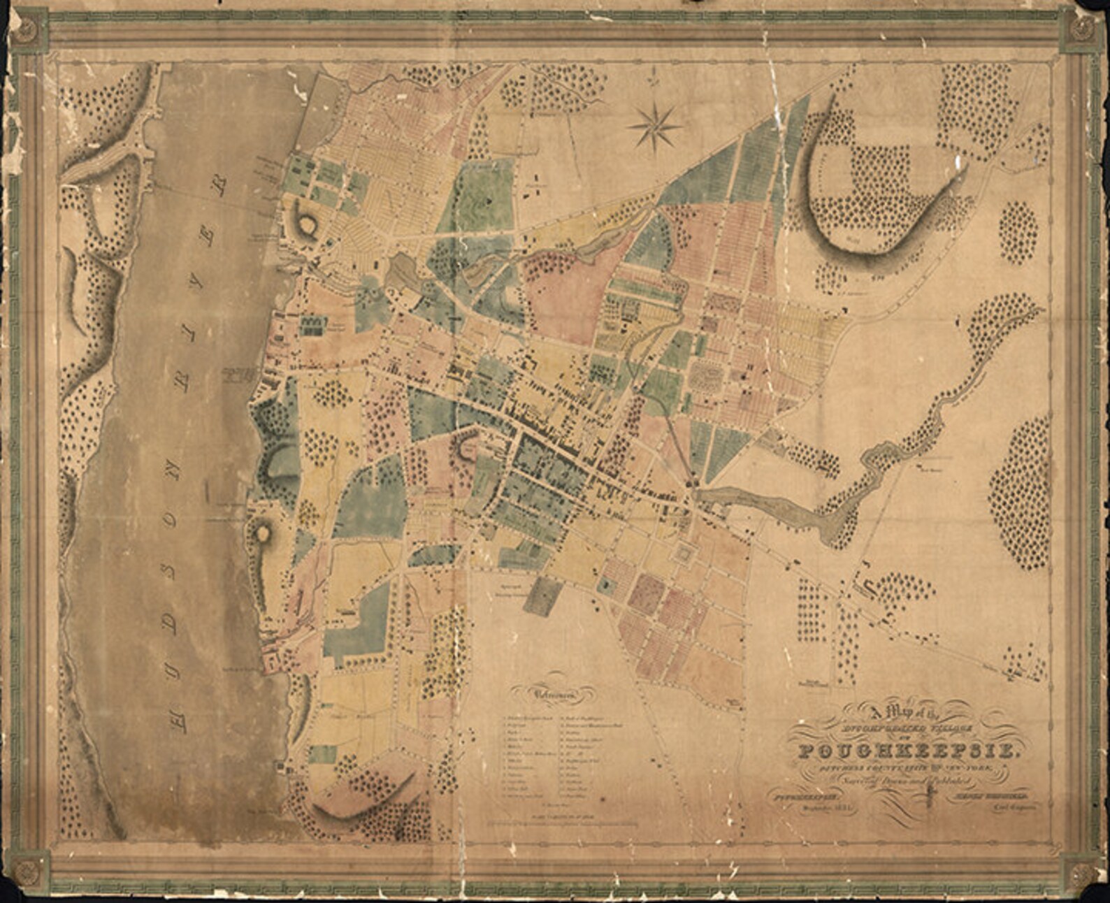 Map of Poughkeepsie Dutchess County N.Y. New York 1834. - Etsy