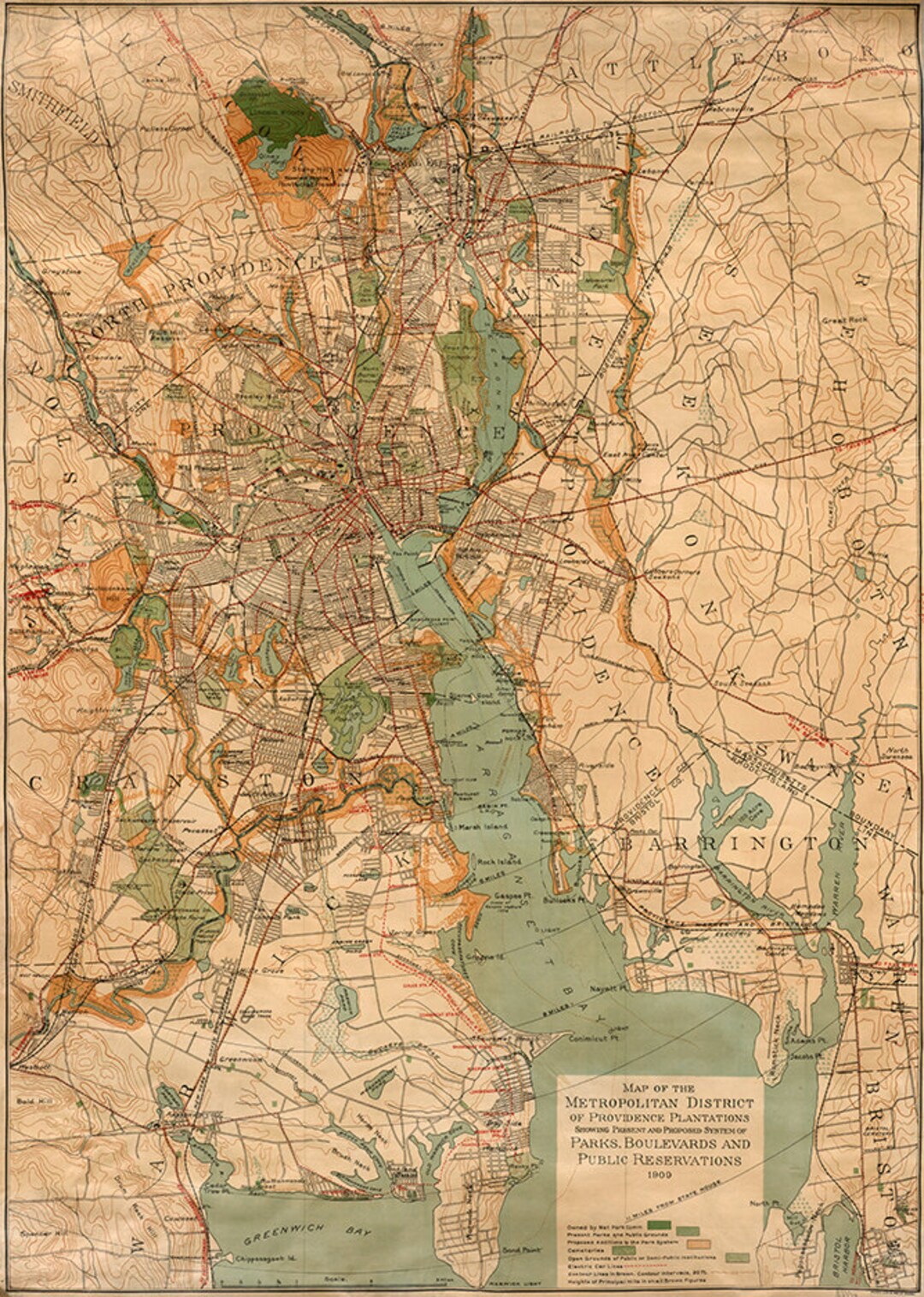 Metropolitan District of Providence, Rhode Island, RI, Plantations 1909 ...