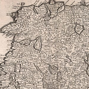 Map of Kingdom of Ireland by John Speed, 1676. Vintage Home Deco Style ...
