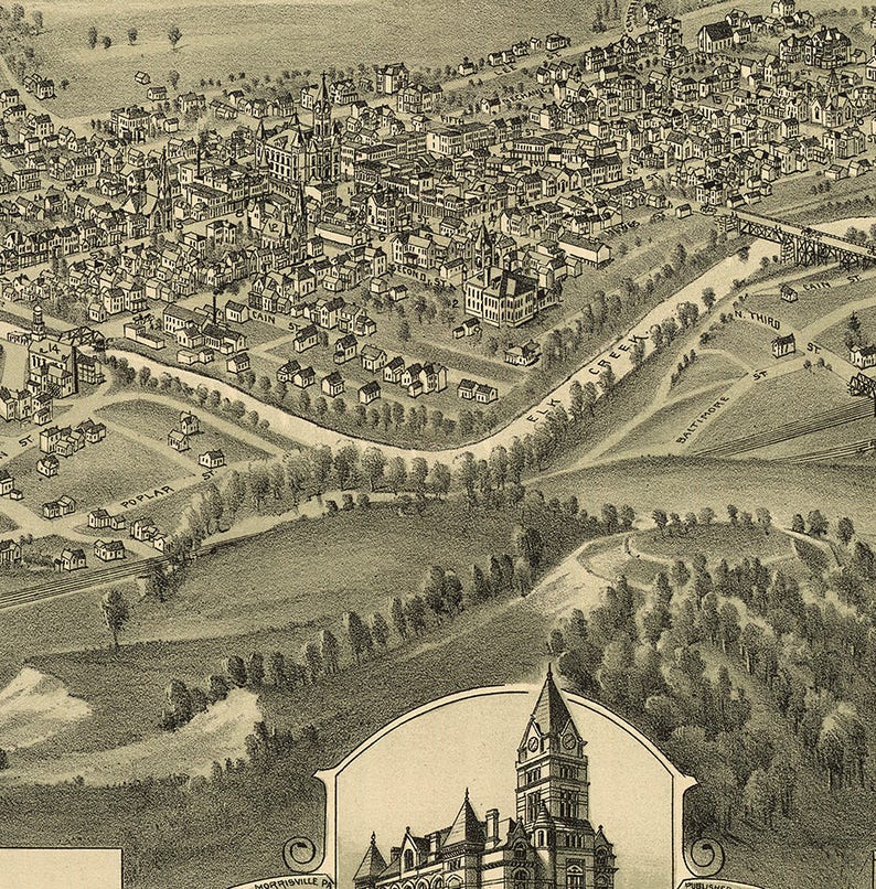 Map of Clarksburg Harrison Co. West Virginia WV. 1898. - Etsy