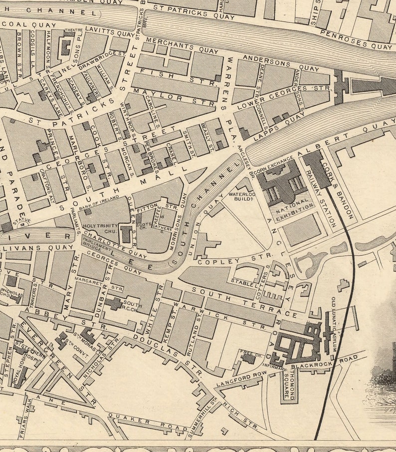 Map of City of Cork Ireland 1851. Vintage Home Deco Style | Etsy