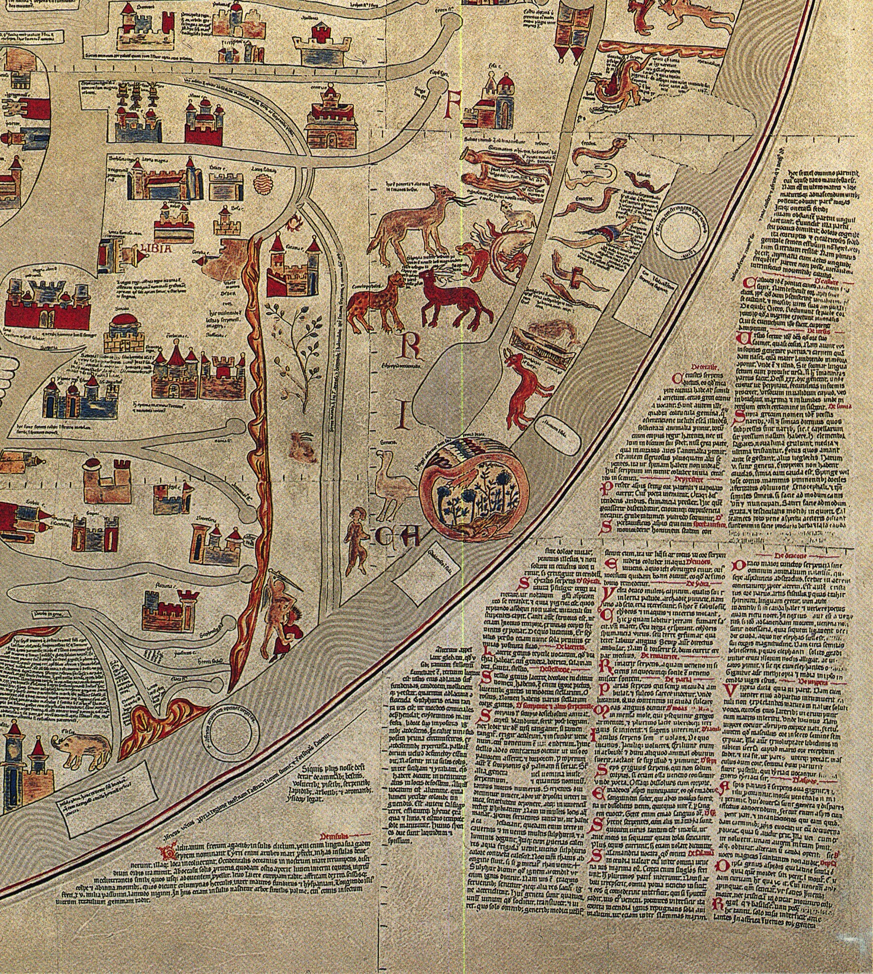 Ebstorf Map Mappa Mundi Medieval European Map of the World by Gervase ...