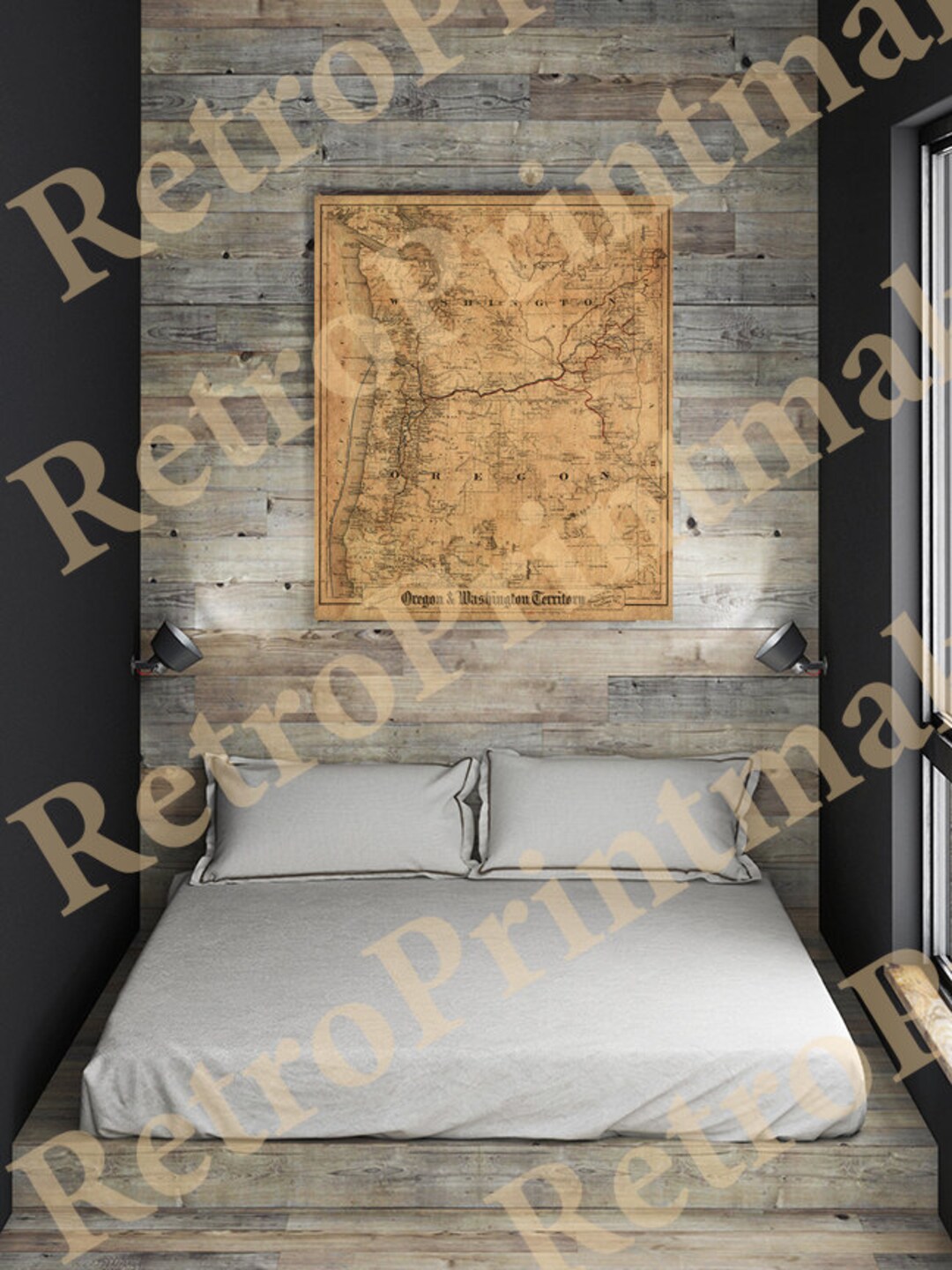 Map of Oregon & Washington State, 1880. Vintage Restoration Hardware ...