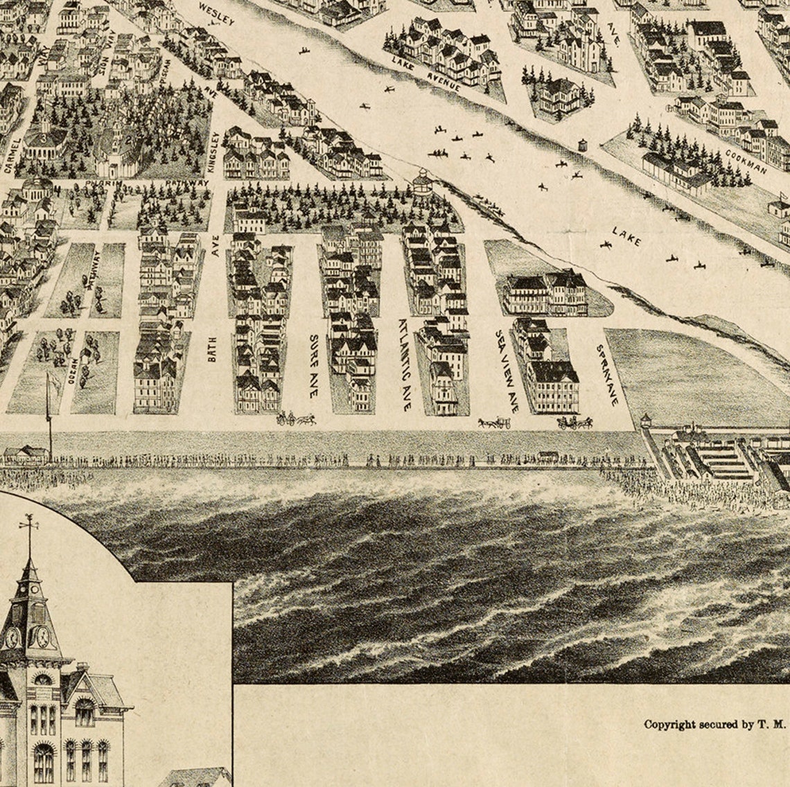 Map of Ocean Grove Monmouth and Neptune Co. New Jersey NJ - Etsy