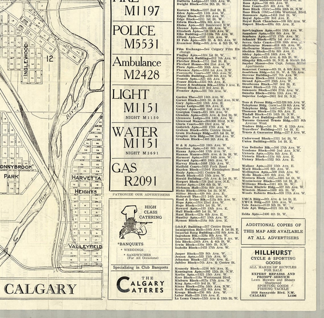 Map of Calgary Alberta Canada in 1950. Restoration Hardware | Etsy