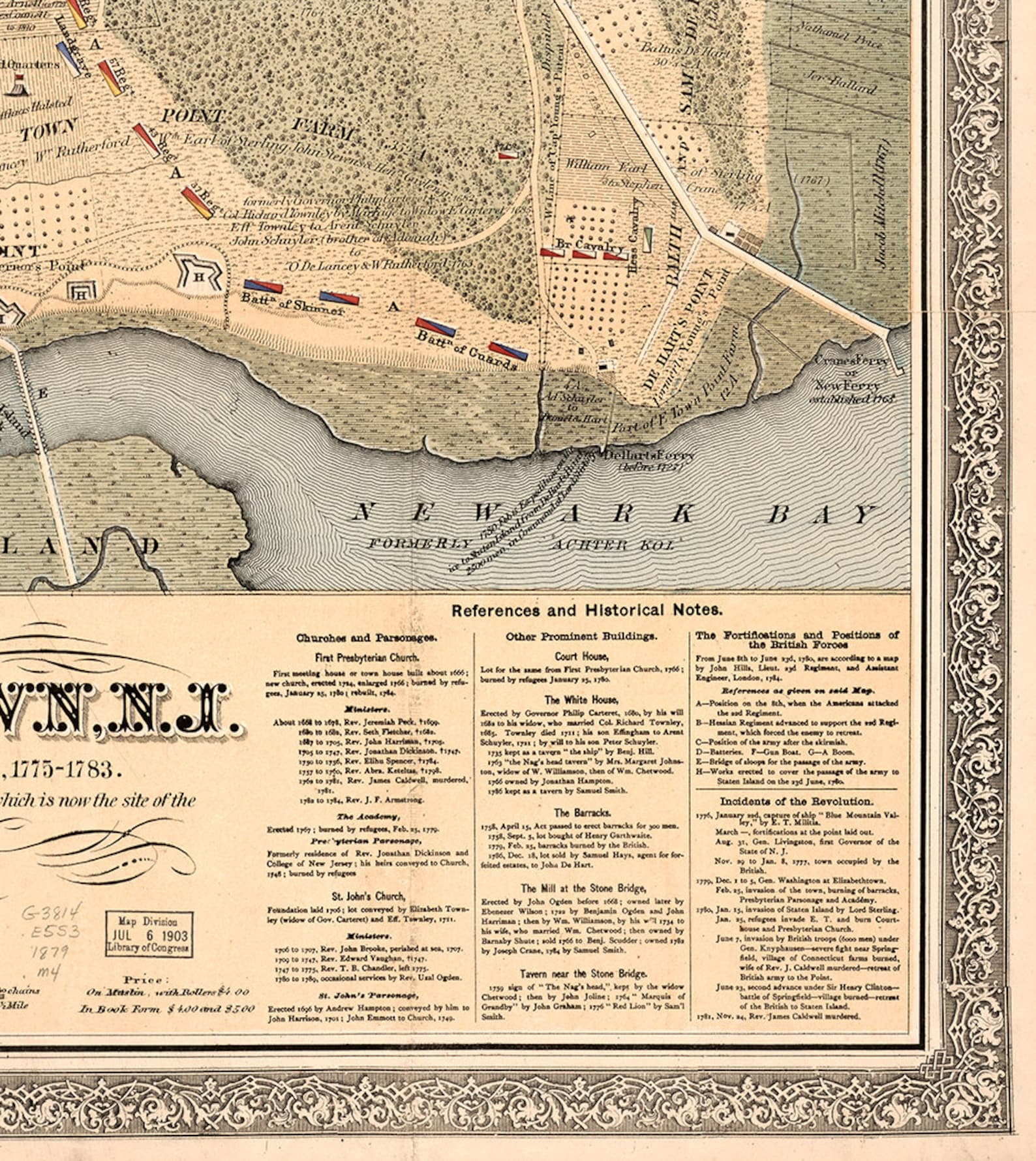 Map of Elizabeth Town New Jersey NJ. at the Time of the - Etsy