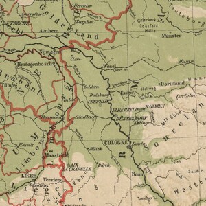 Map of Netherlands and Belgium, 1880. Vintage Home Deco Style Old Wall ...