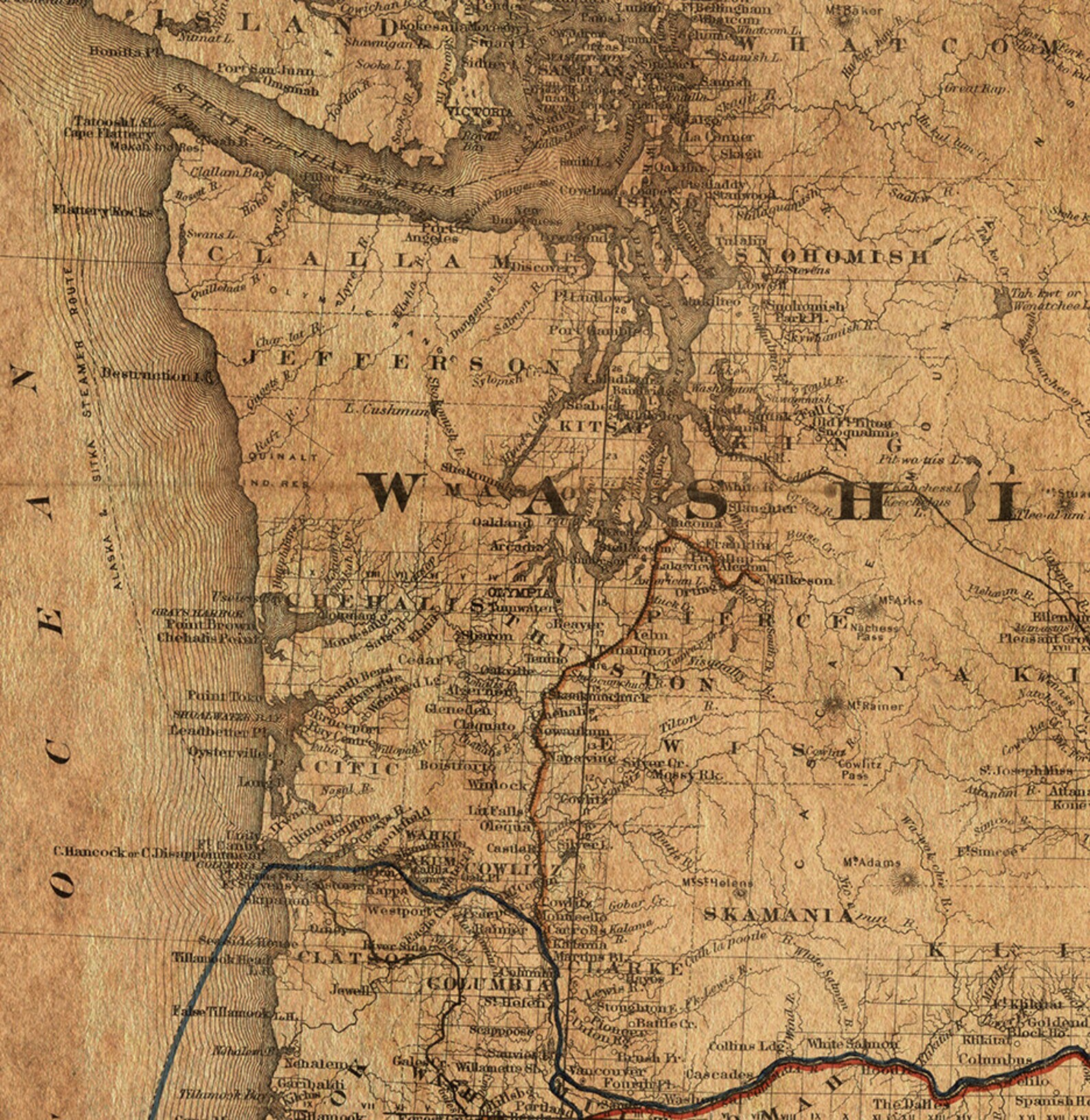 Map of Oregon & Washington State, 1880. Vintage Restoration Hardware ...