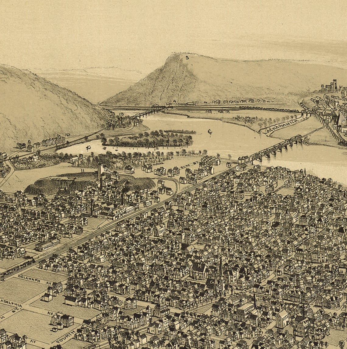Map of Pittston and West Pittston Luzerne Co. Pennsylvania | Etsy