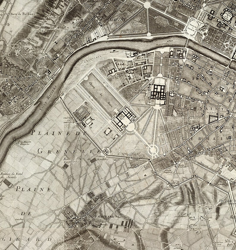 Map of Paris, France, 1795. Restoration Hardware Home Deco Style Old ...