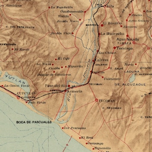 Map of Colima, Mexico, 1922. Vintage Restoration Hardware Home Deco ...