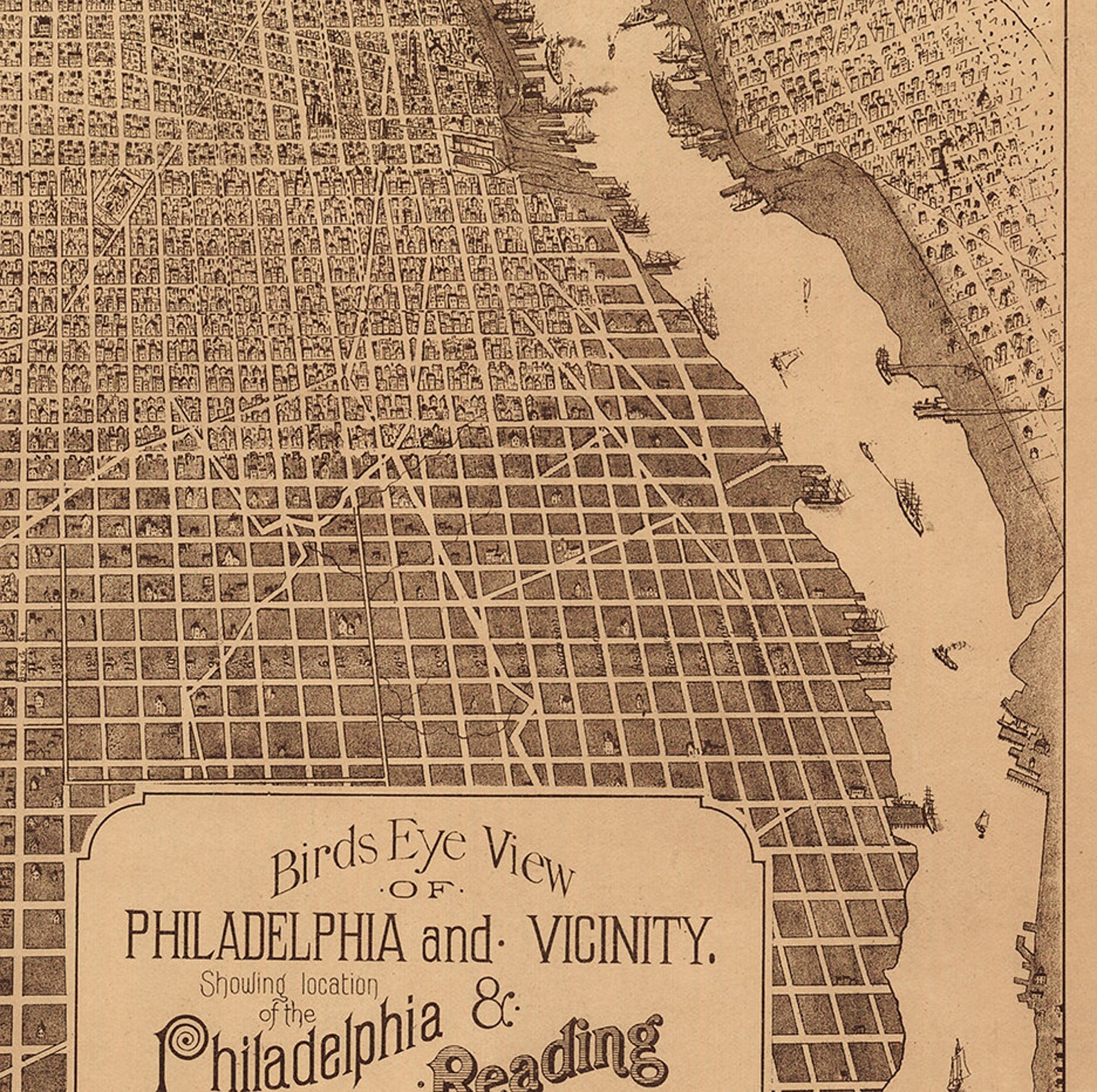 Map of Philadelphia Pennsylvania PA 1870. Restoration - Etsy