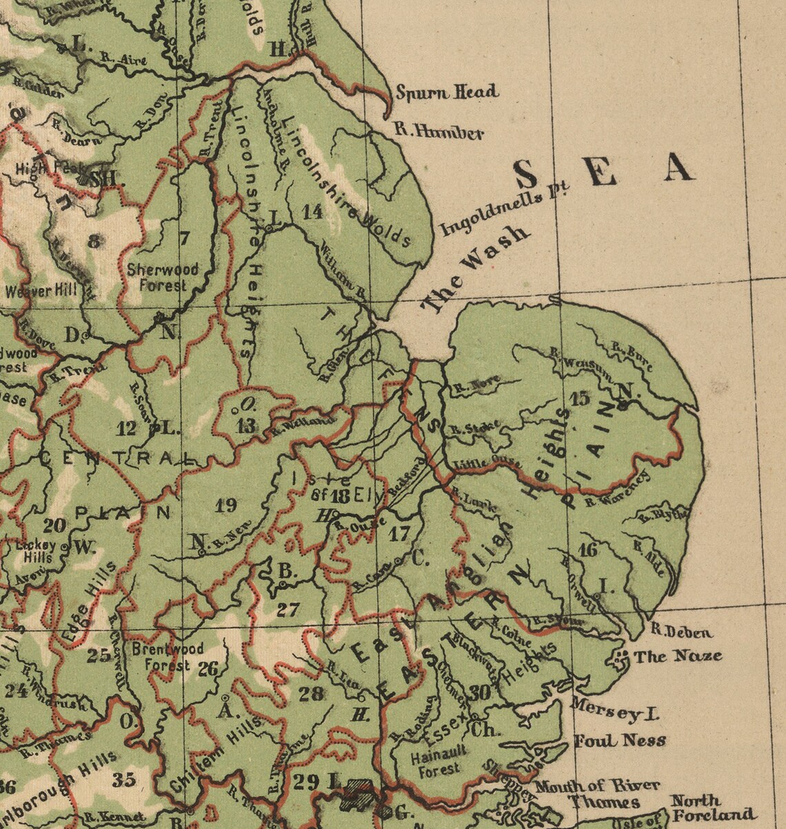 Map of England, 1880. Vintage Restoration Hardware Home Deco Style Old ...
