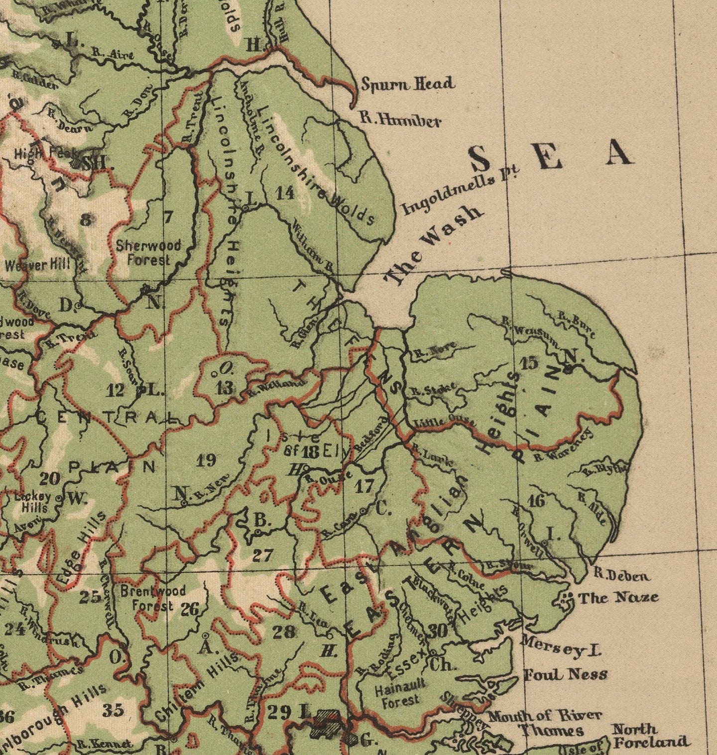 Map of England 1880. Vintage Restoration Hardware Home Deco - Etsy